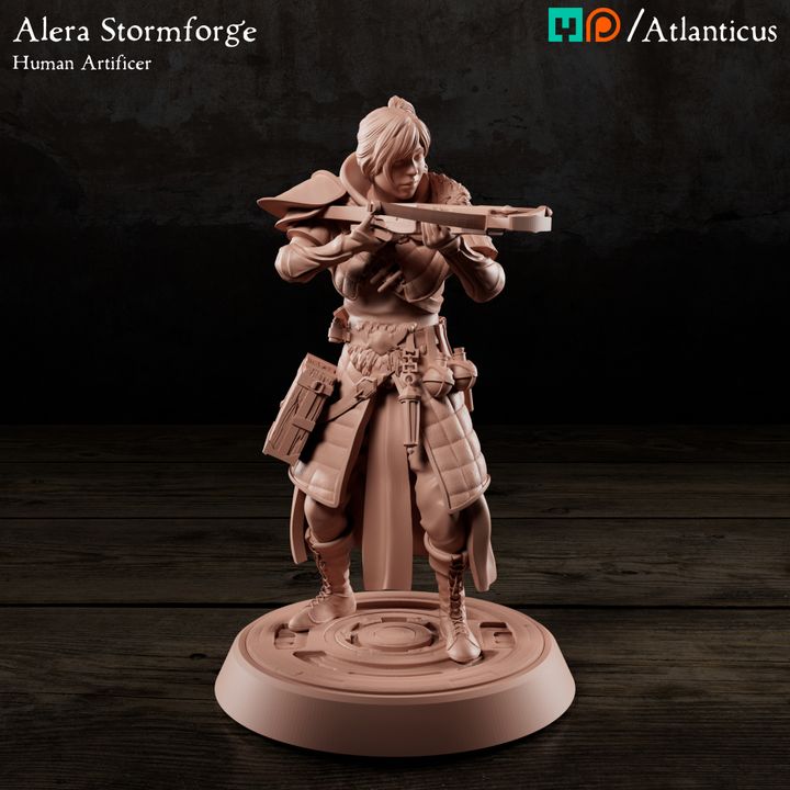 3D Printable Female Human Artificer - Alera Stormforge - Light Crossbow by Atlanticus Arts
